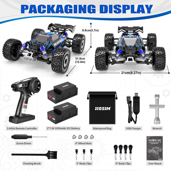 Hosim 1:16 Brushless RC Car Remote Control Truck for Adults 60+KMH 4WD