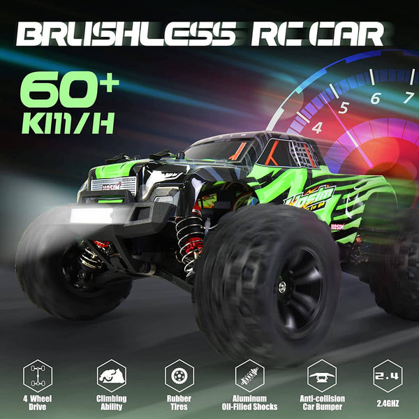 Hosim Brushless 1:16 RC Car 60+KMH 4WD Fast Remote Control Truck Radio ...